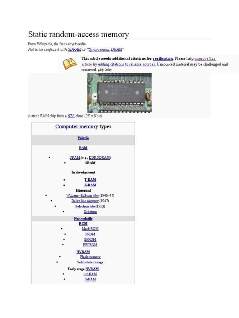 Static Random-Access Memory | PDF | Computer Memory | Dynamic Random Access Memory
