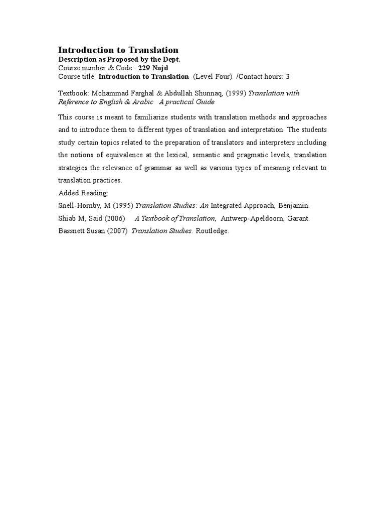 Introduction to Translation Studies | PDF