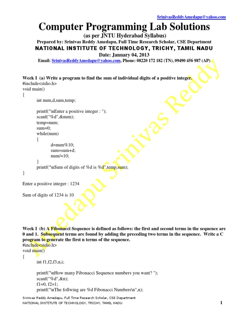 Computer Lab Programs | Download Free PDF | Mathematical Concepts | Computer Programming