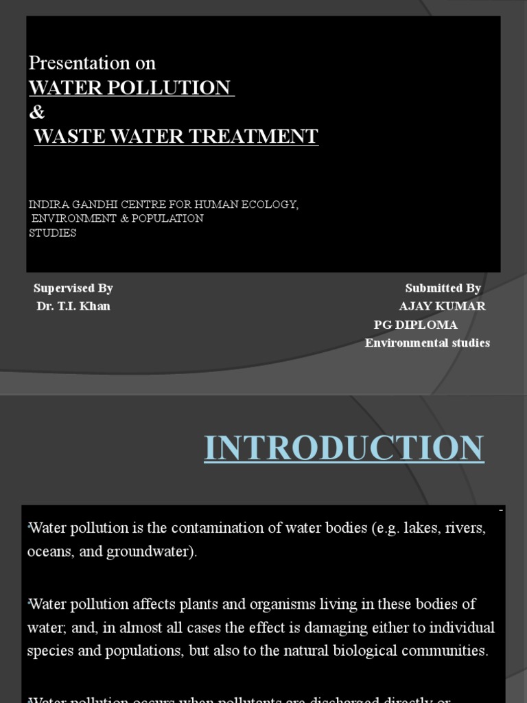 Presentation On Water Pollution and Water Treatment | PDF | Nature ...