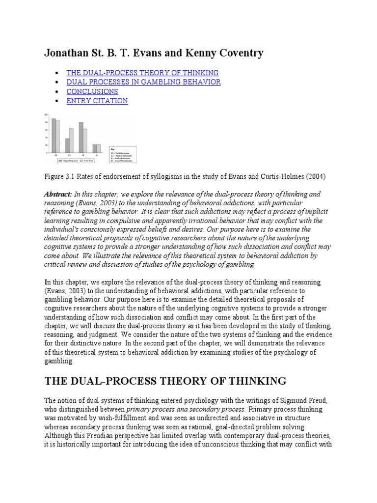 Dual-Process Theory in Gambling Behavior | PDF | Reason | Action ...