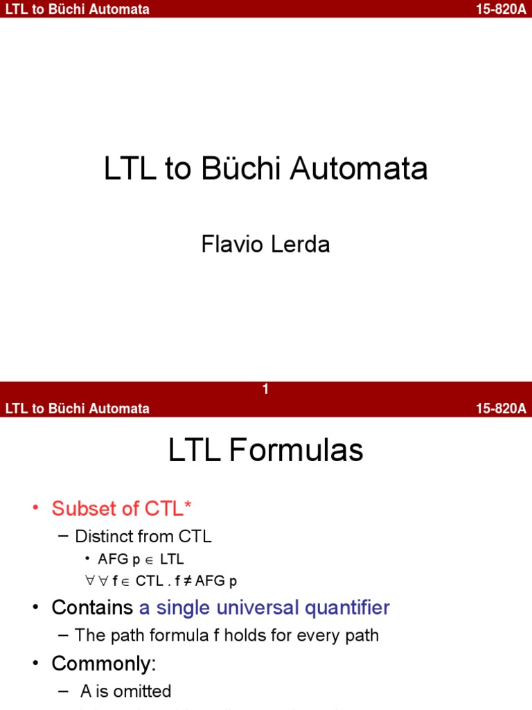 LTL To Buechi Automata | PDF | Automata Theory | Theory Of Computation
