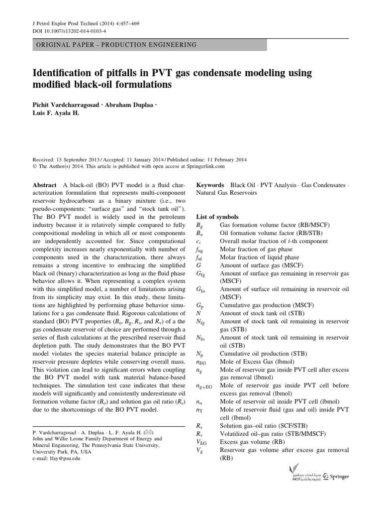 Identification of Pitfalls in PVT Gas Condensate Modeling Using ...