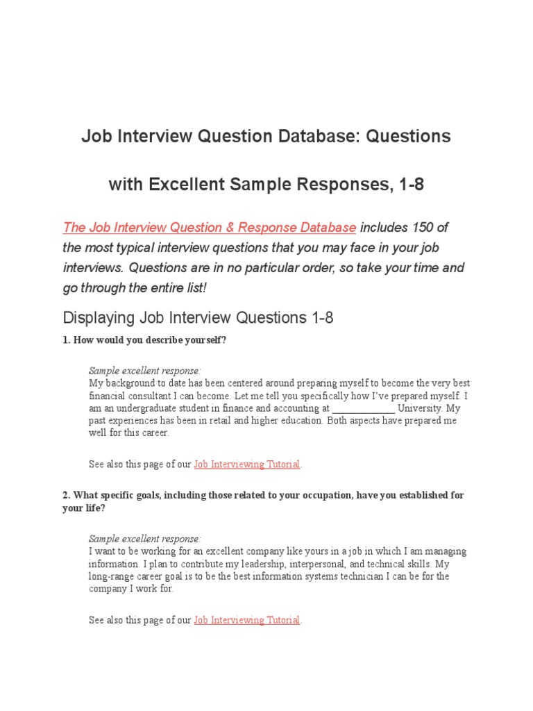 Job Interview Questions | PDF | Job Interview | Internship
