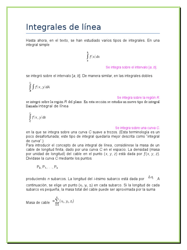 Integral de Linea y Teorema de Green | PDF | Integral | Curva