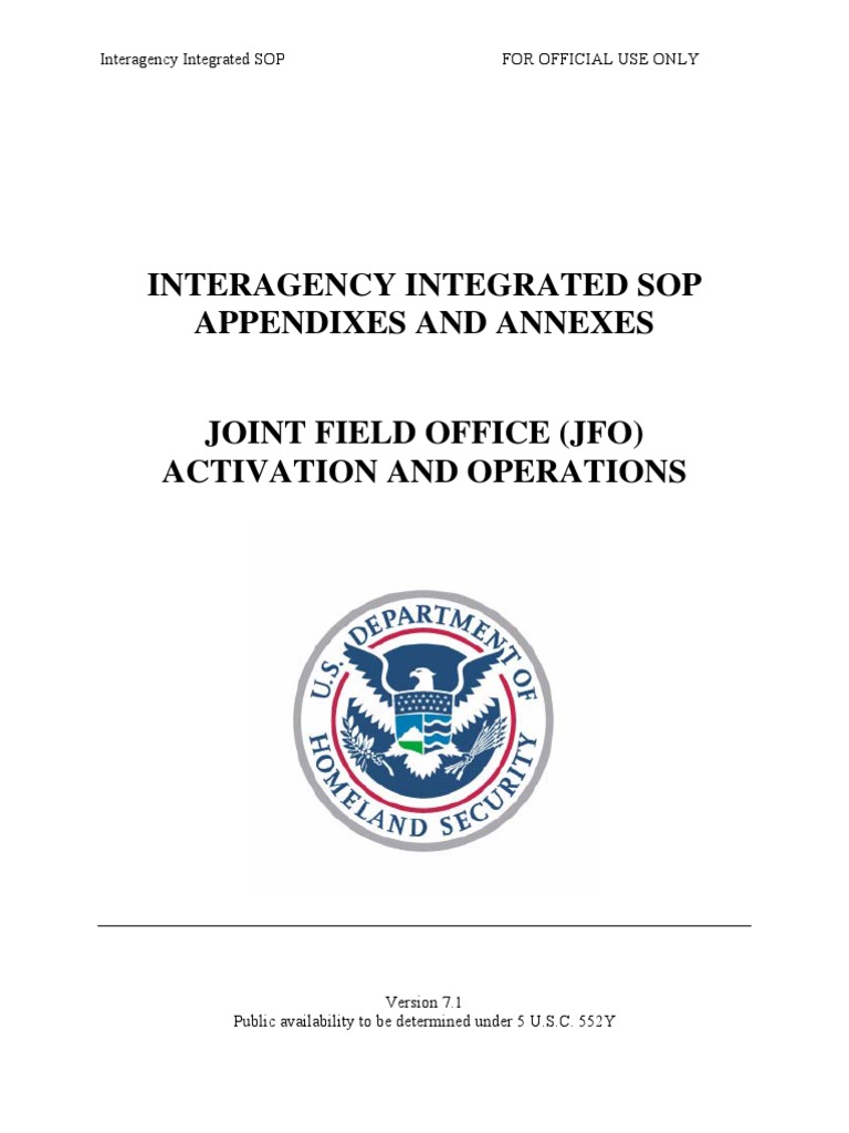 Interagency Integrated (SOP) - Joint Field Office (JFO) Activation ...