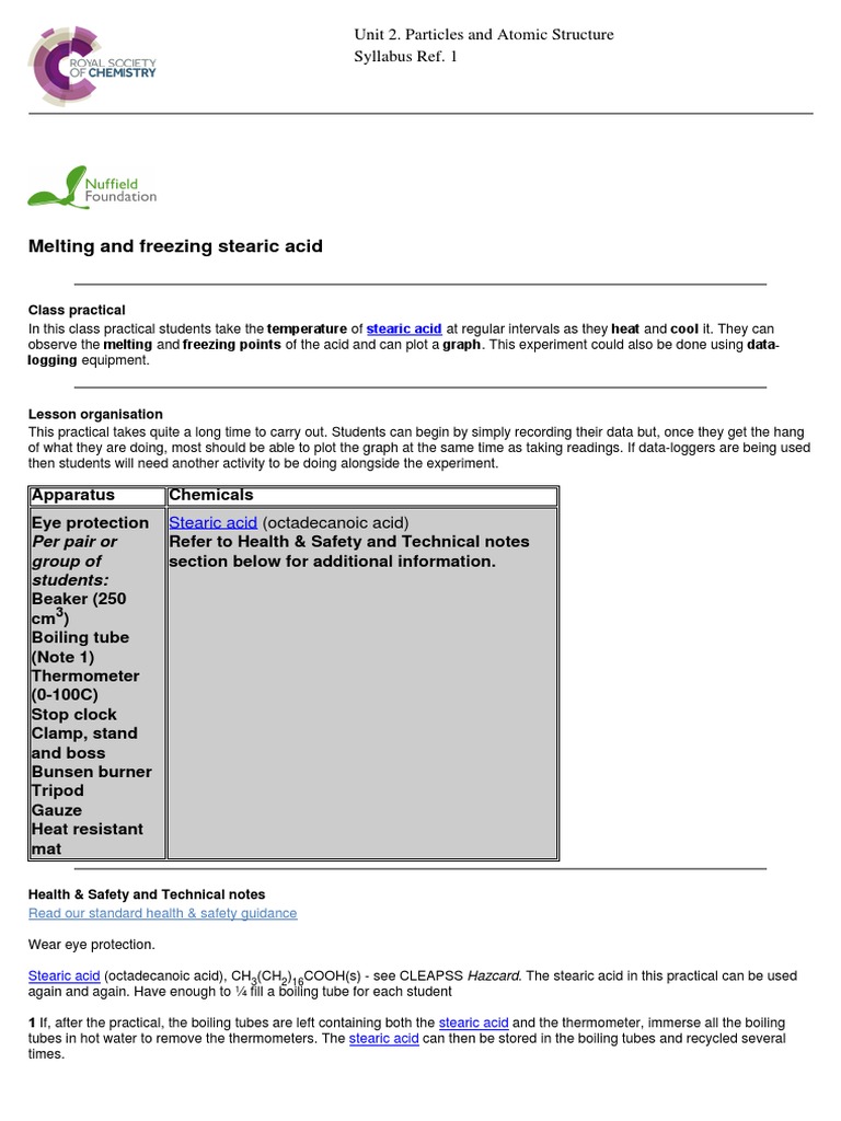 2. Melting and Freezing Stearic Acid | Thermometer | Melting Point