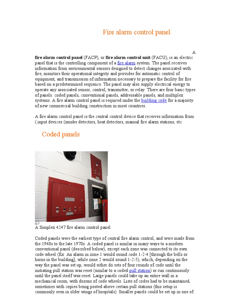 Fire Alarm Control Panel Overview | PDF | Electrical Engineering ...