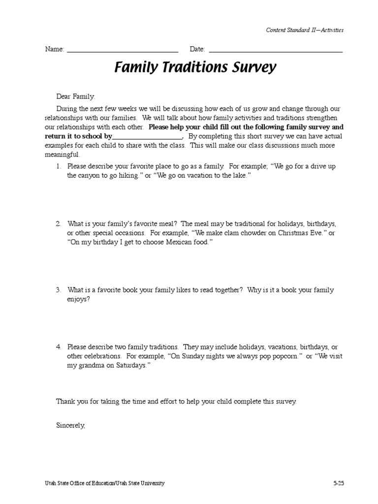 Traditions Survey | PDF