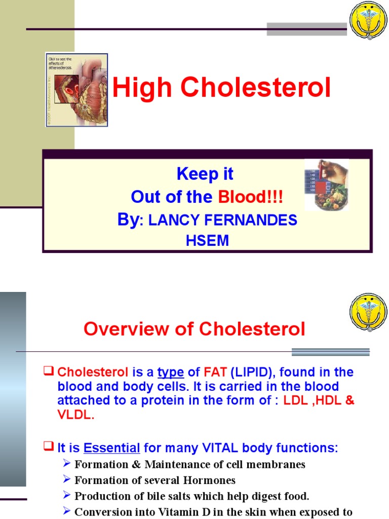 High Cholesterol.ppt | Hypercholesterolemia | Cholesterol