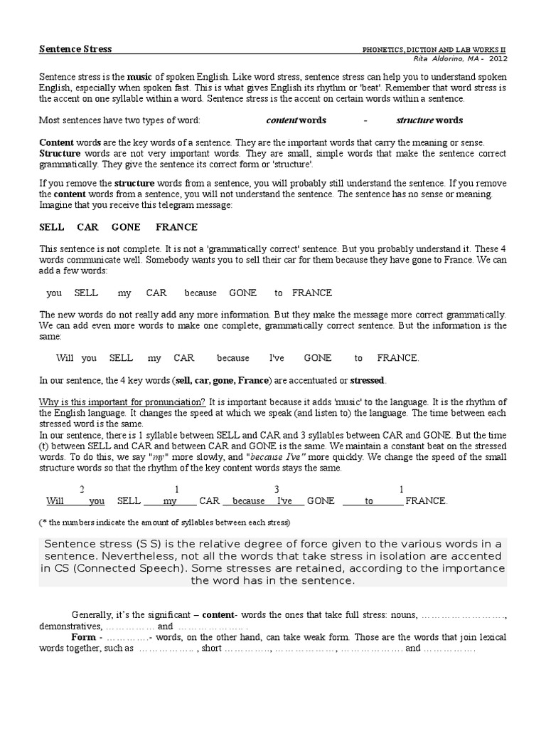 Understanding Sentence Stress in English | PDF | Stress (Linguistics ...