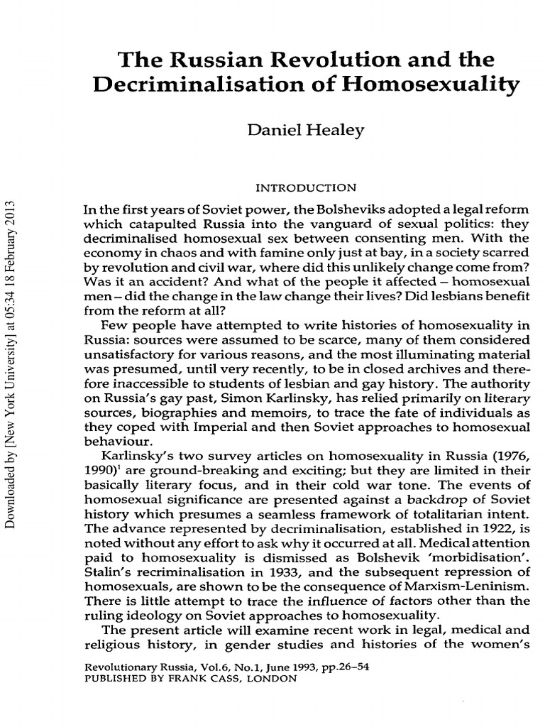 Daniel Healey, 'The Russian Revolution and The Decriminalisation of ...