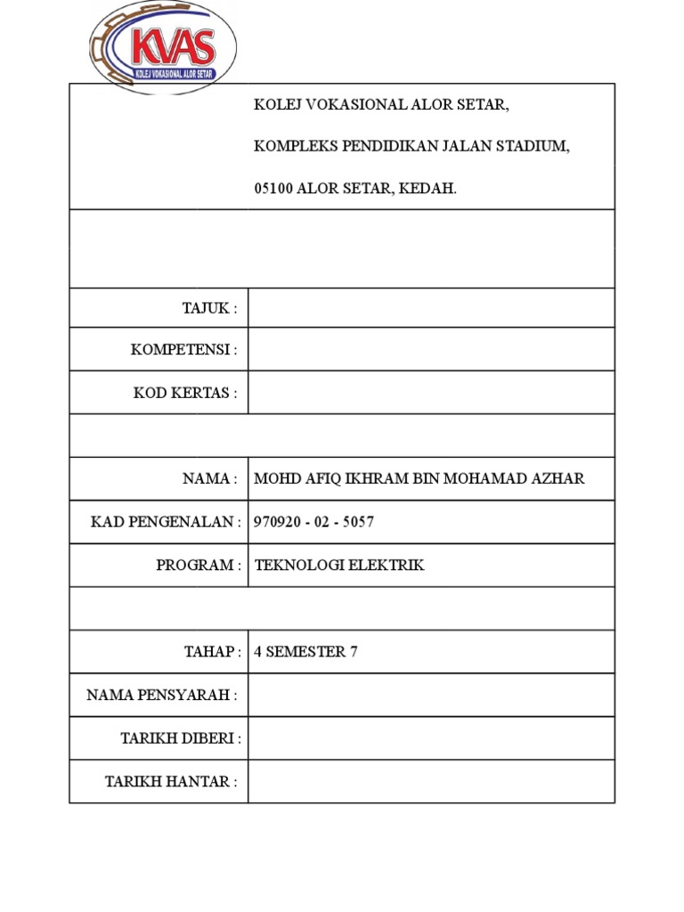 Muka Depan Assignment | PDF