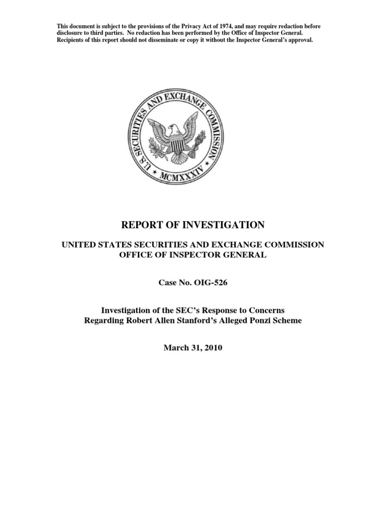SEC OIG Report Stanford April 2010 | PDF