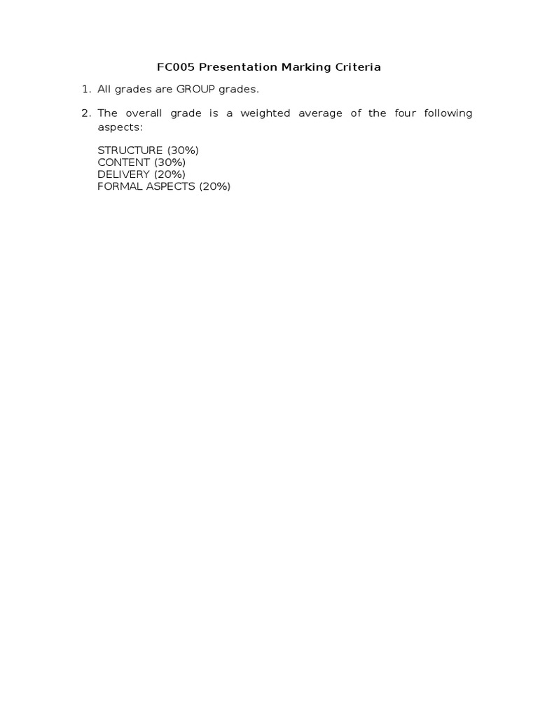 FC005 Presentation Marking Criteria | PDF