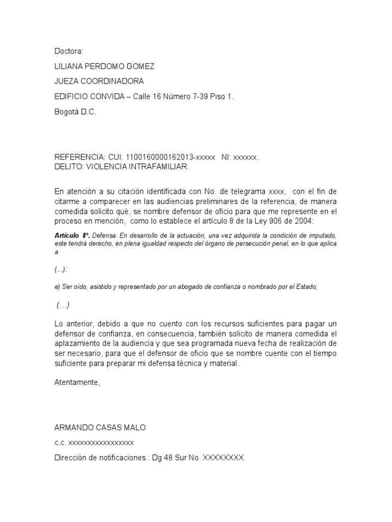 Solicitud de Defensor de Oficio | PDF | Virtud | Esfera pública