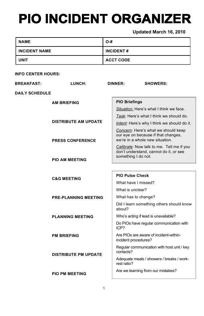 Pio Incident Organizer | Download Free PDF | Emergency | Incident ...