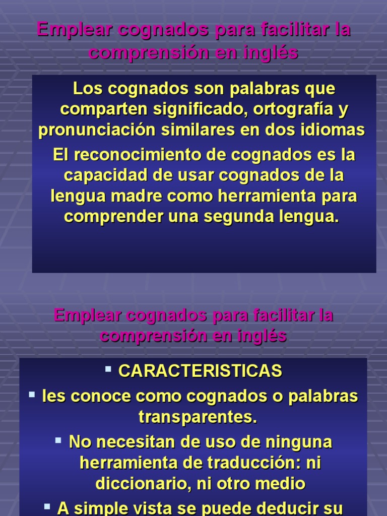 Cognados Para Facilitar La Comprensi n en Ingl s | Idioma en Inglés ...