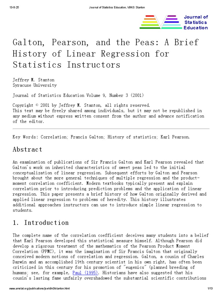 History of Regression | PDF | Francis Galton | Correlation And Dependence