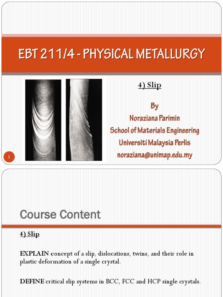 Slip Mechanisms in Metal Crystals | PDF | Dislocation | Plasticity ...