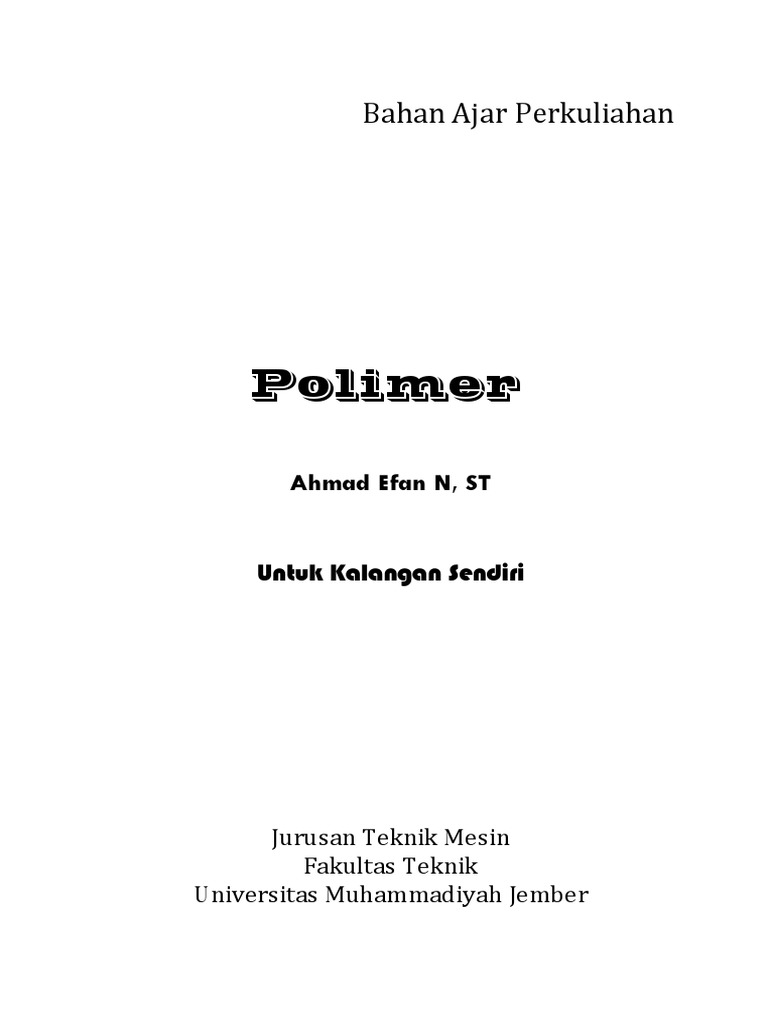 Bahan Ajar Polimer | PDF