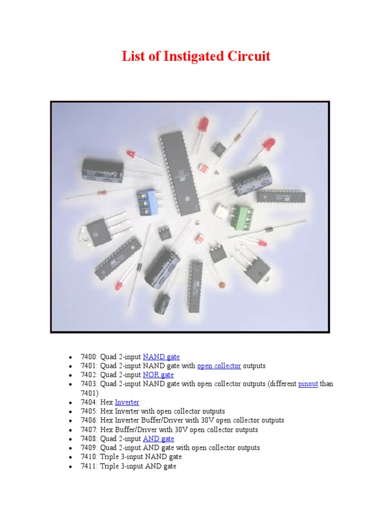List of Instigated Circuit | PDF | Computer Architecture | Logic Gate