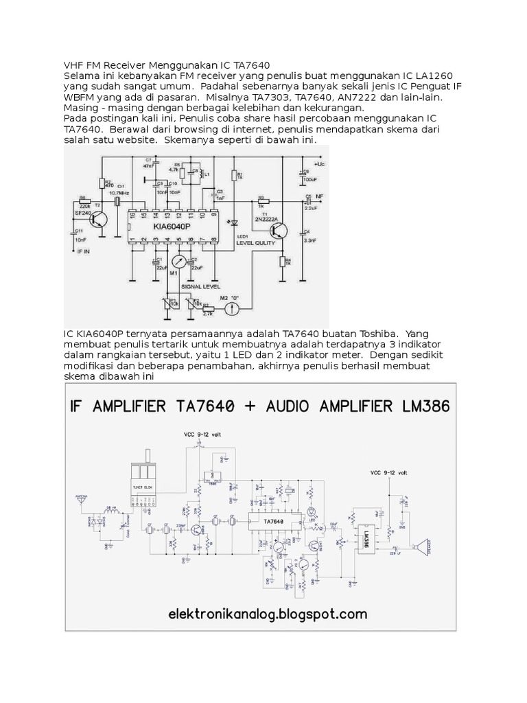 VHF FM Receiver Menggunakan IC TA7640 | PDF