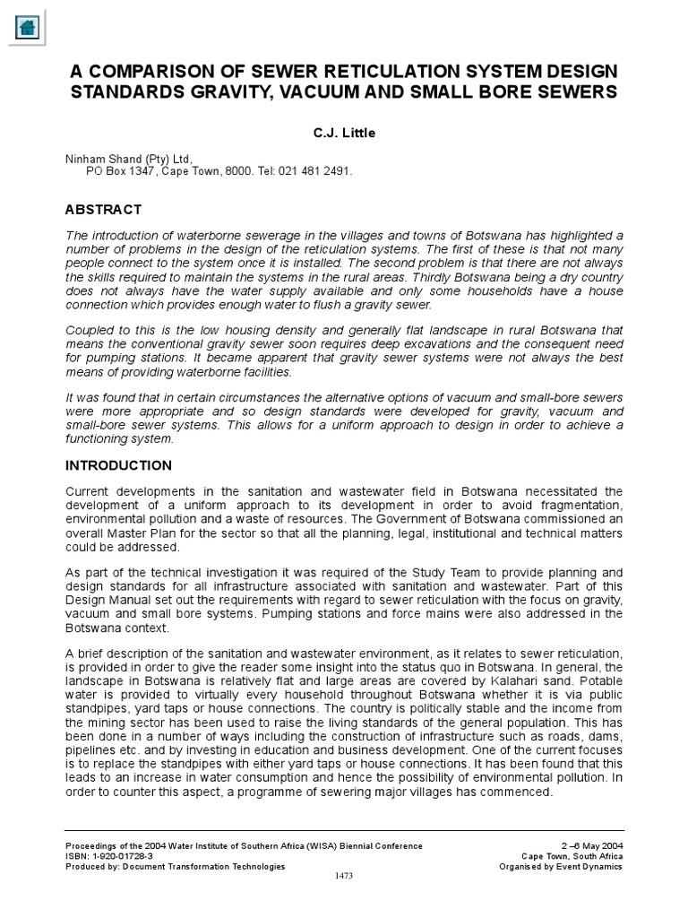 A Comparison of Sewer Reticulation System Design | Sanitary Sewer ...