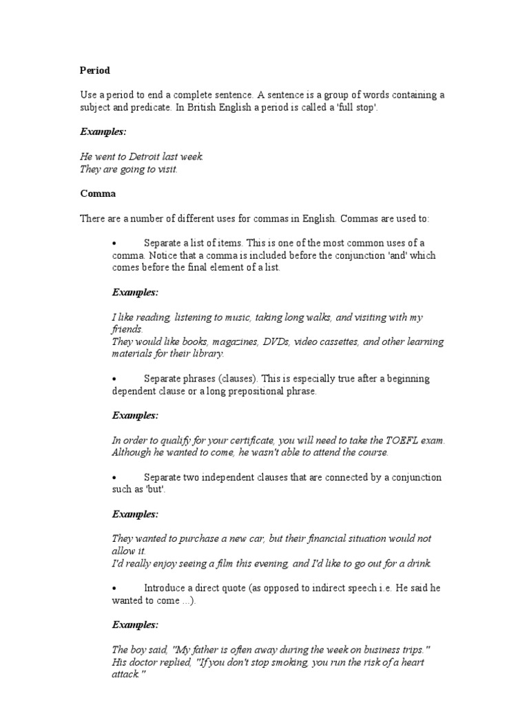 Punctuation 2 | PDF | Pasta | Comma