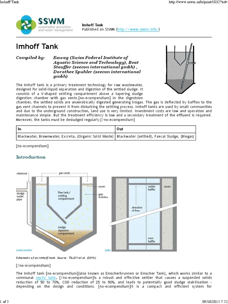 Imhoff Tank | Tratamiento de aguas residuales | Tanque séptico