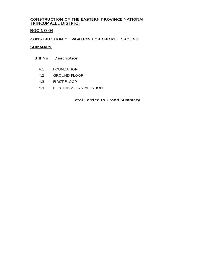 BOQ Sample | PDF | Electrical Wiring | Electrical Connector