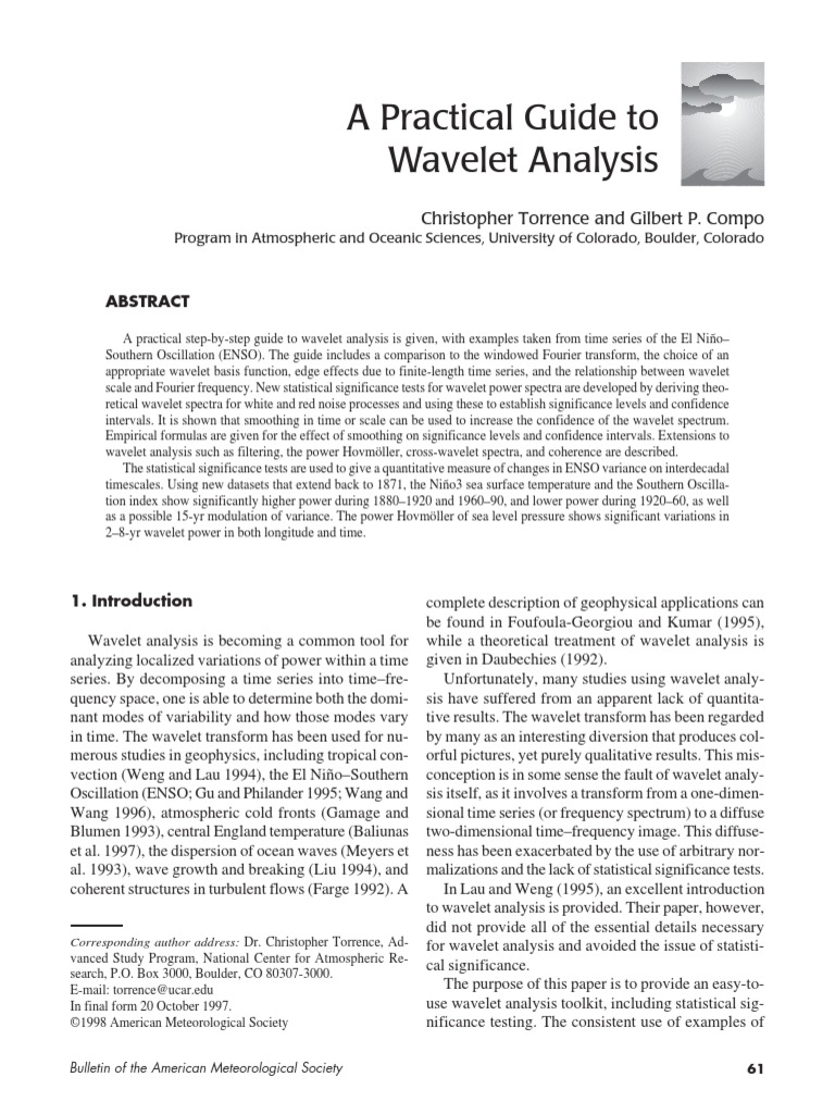 A Practical Guide To Wavelet Analysis | PDF