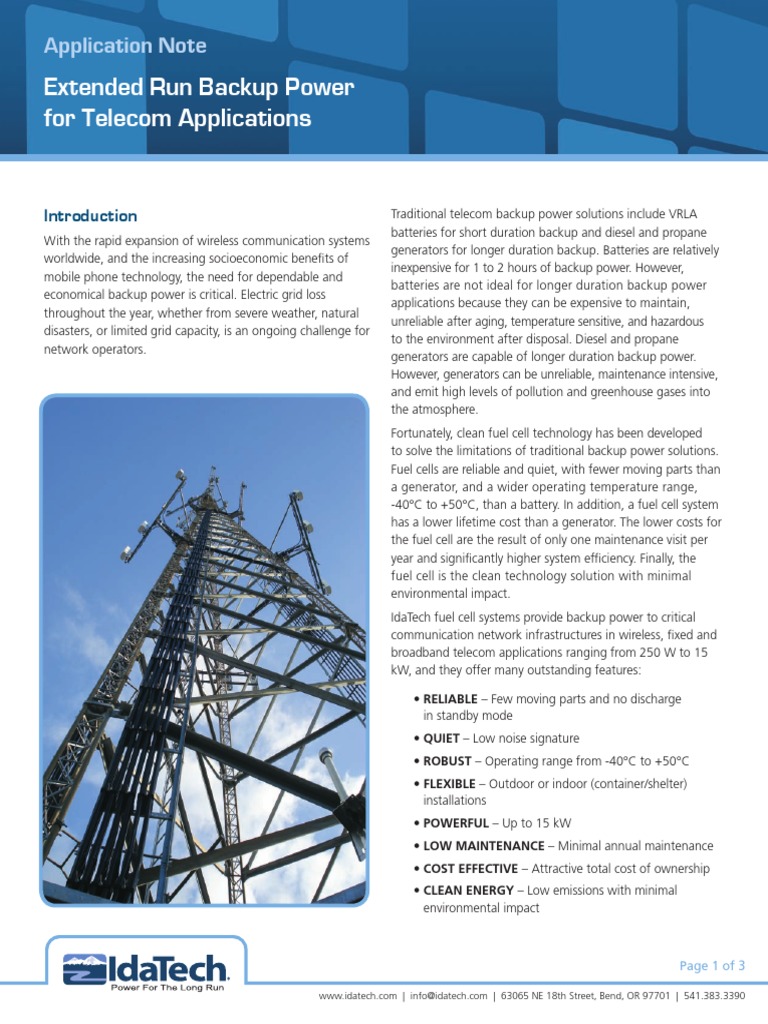 Telecom Appnote Idatech | PDF | Battery (Electricity) | Fuel Cell