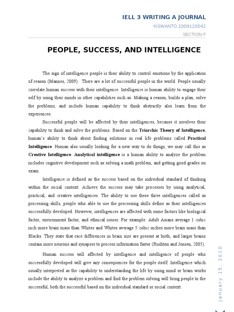 Intelligence and Success Correlation | PDF | Intelligence | Thought