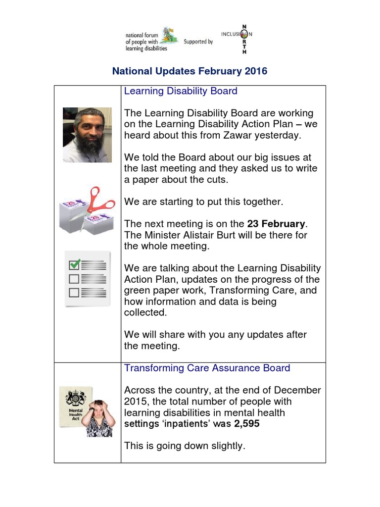 National Updates February 2016: Learning Disability Board | PDF ...