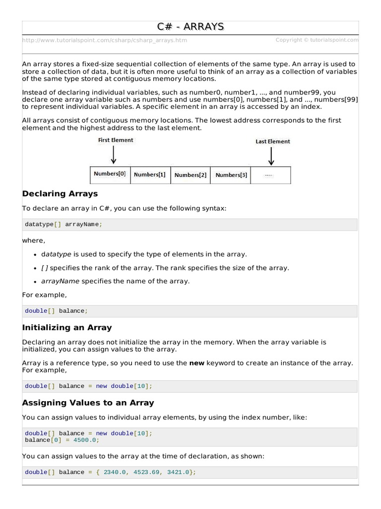 Csharp Arrays | PDF | Array Data Type | Array Data Structure