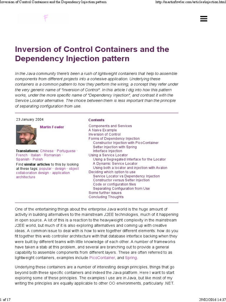 Inversion of Control Containers and The Dependency Injection Pattern ...