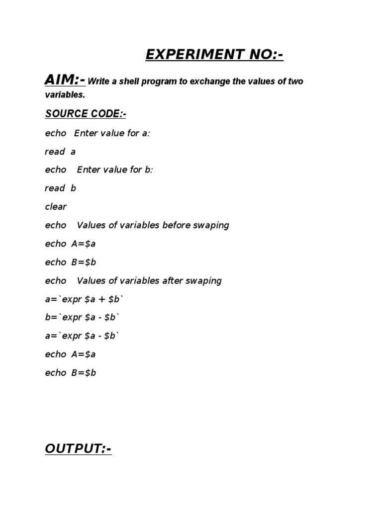 Experiment No:-AIM:-: Source Code | Download Free PDF | Command Line Interface | Variable ...