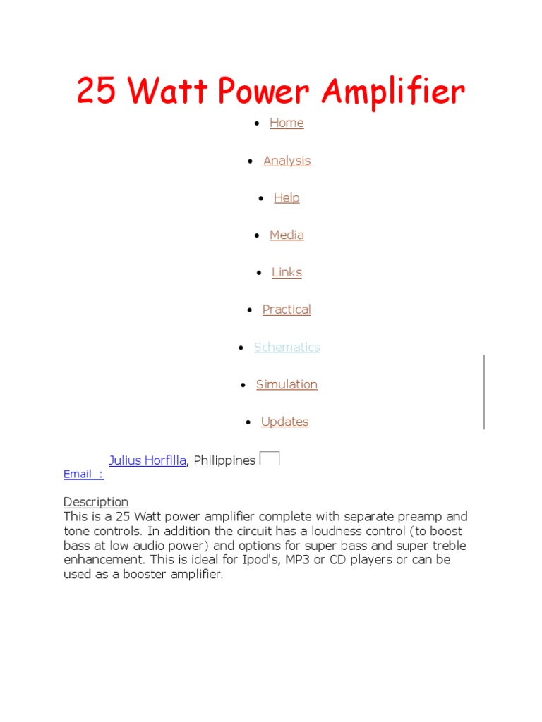 25 Watt Power Amplifier | PDF | Amplifier | Electromagnetism