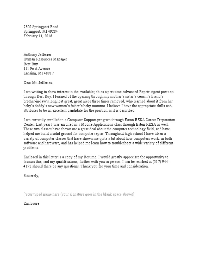 BRP Cover Letter | PDF