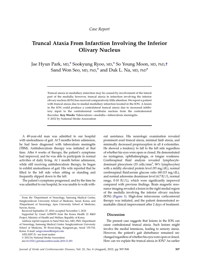 TRuncal Ataxia | Earth & Life Sciences | Neuroscience