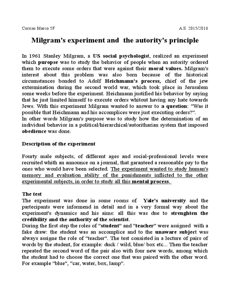 MILGRAM 'S Experiment ENG | PDF | Obedience (Human Behavior) | Experiment