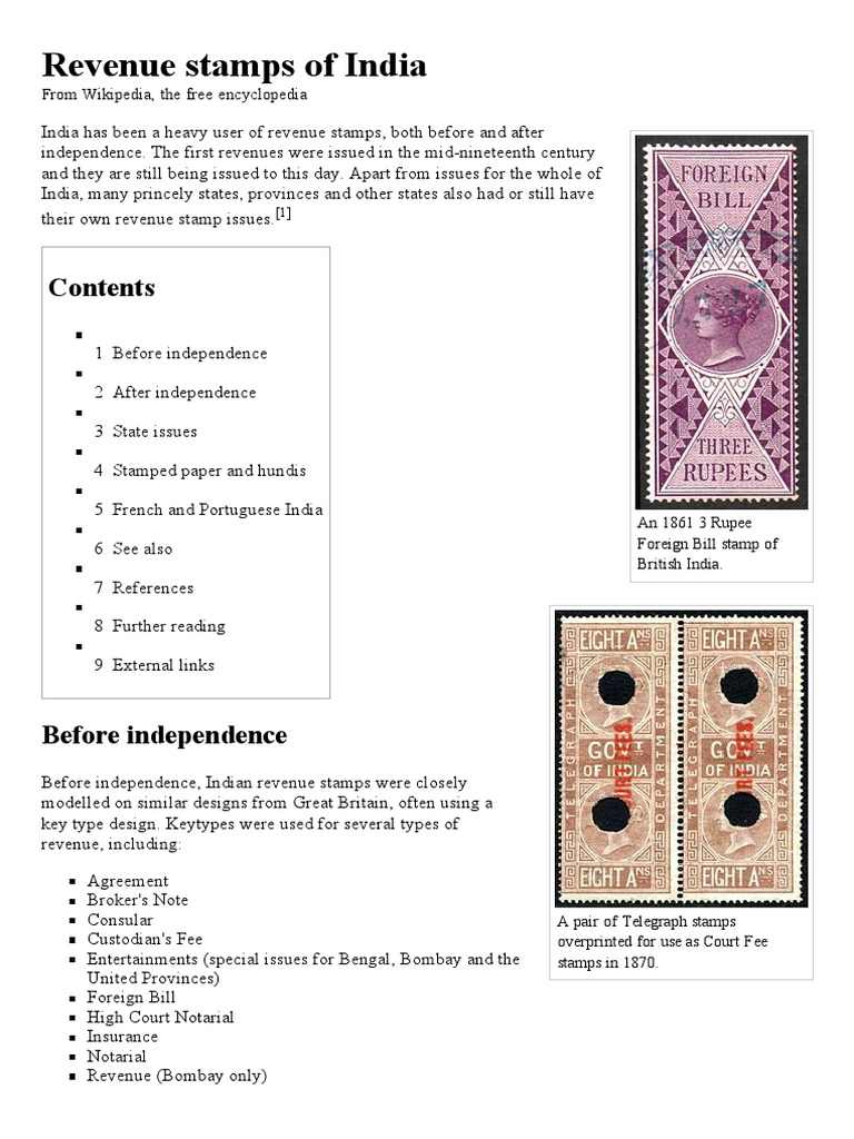 Indian Revenue Stamps Overview | PDF | Postage Stamp | Excise
