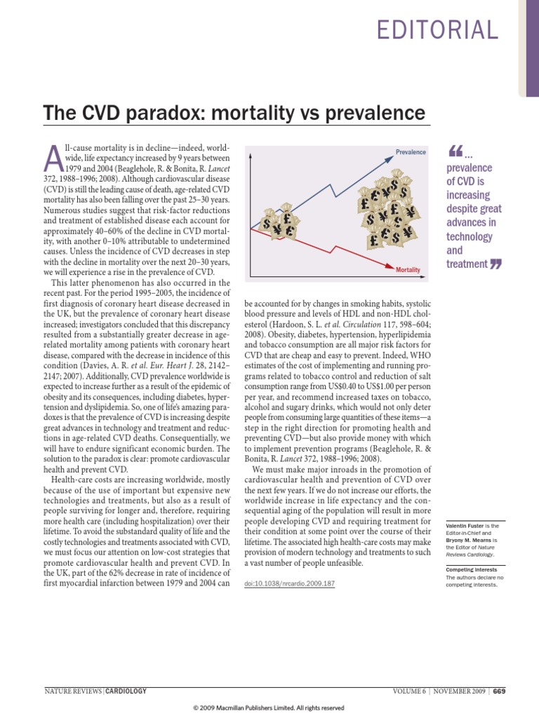 2009-Nat Rev Cardiol-Fuster CVD Paradox | PDF | Cardiovascular Diseases | Medicine