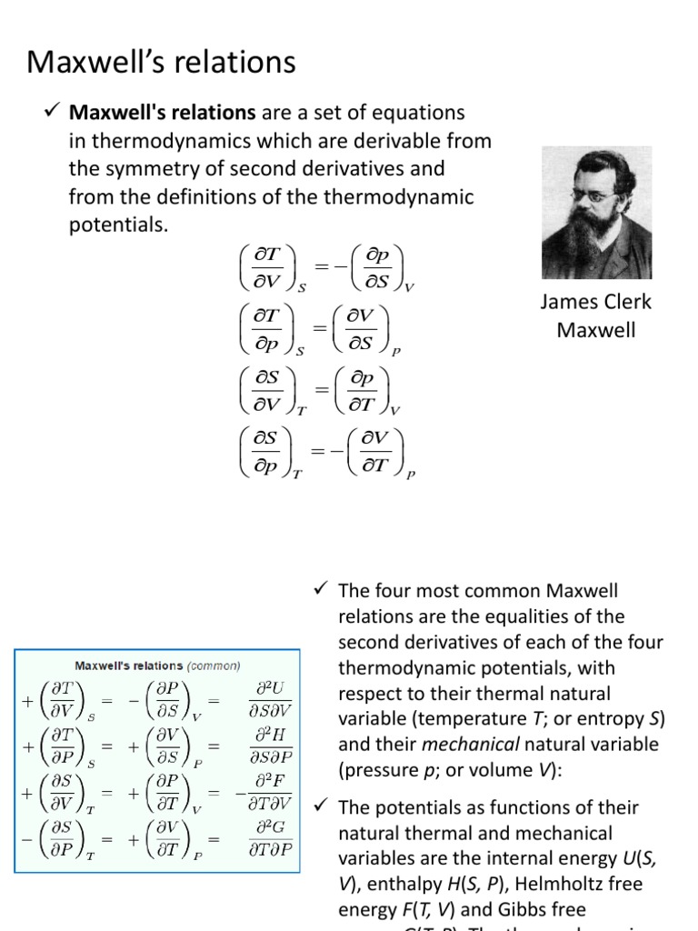 Maxwell's Relations in Thermodynamics | PDF | Continuum Mechanics ...