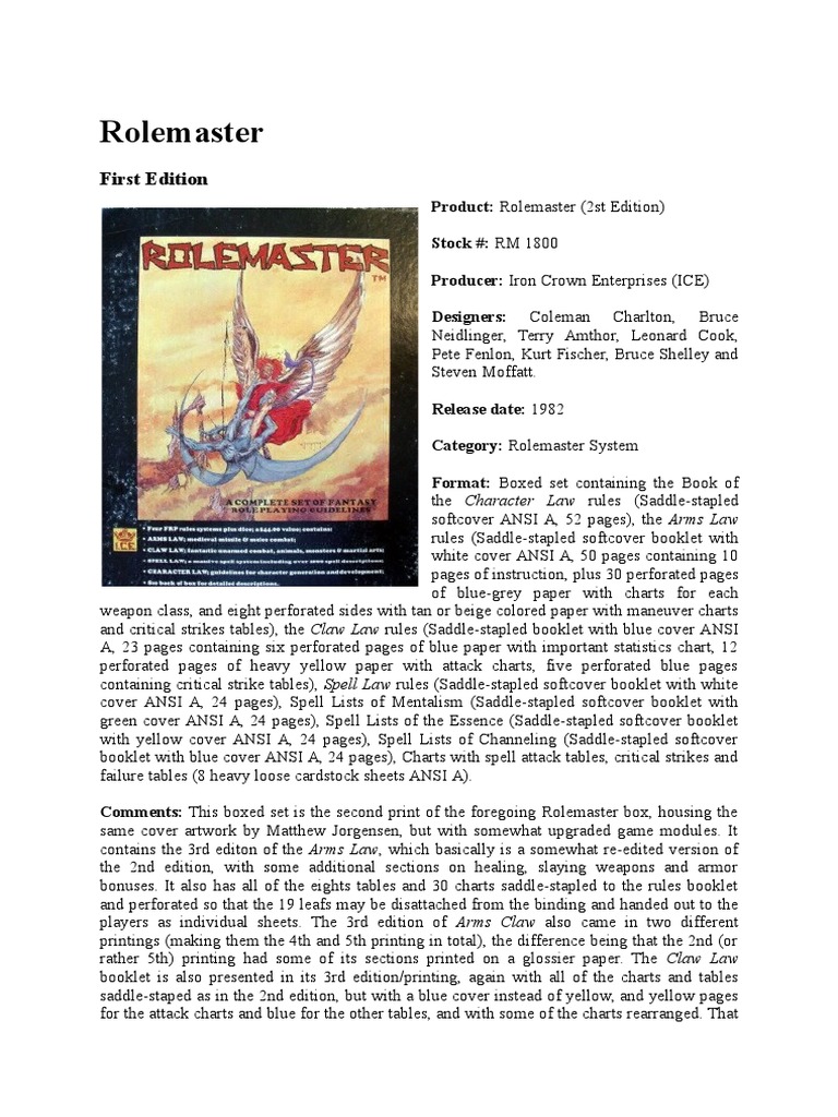 Rolemaster - 1st Edition (2st Boxed Edition) | PDF | Entertainment | Gaming