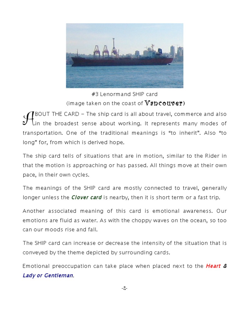 3 Lenormand SHIP Card | PDF