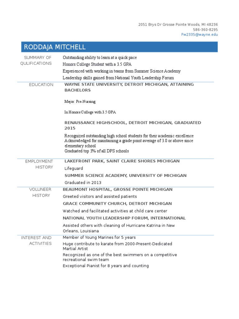 Mitchell Roddaja - Resume | PDF | Career & Growth | Self-Improvement