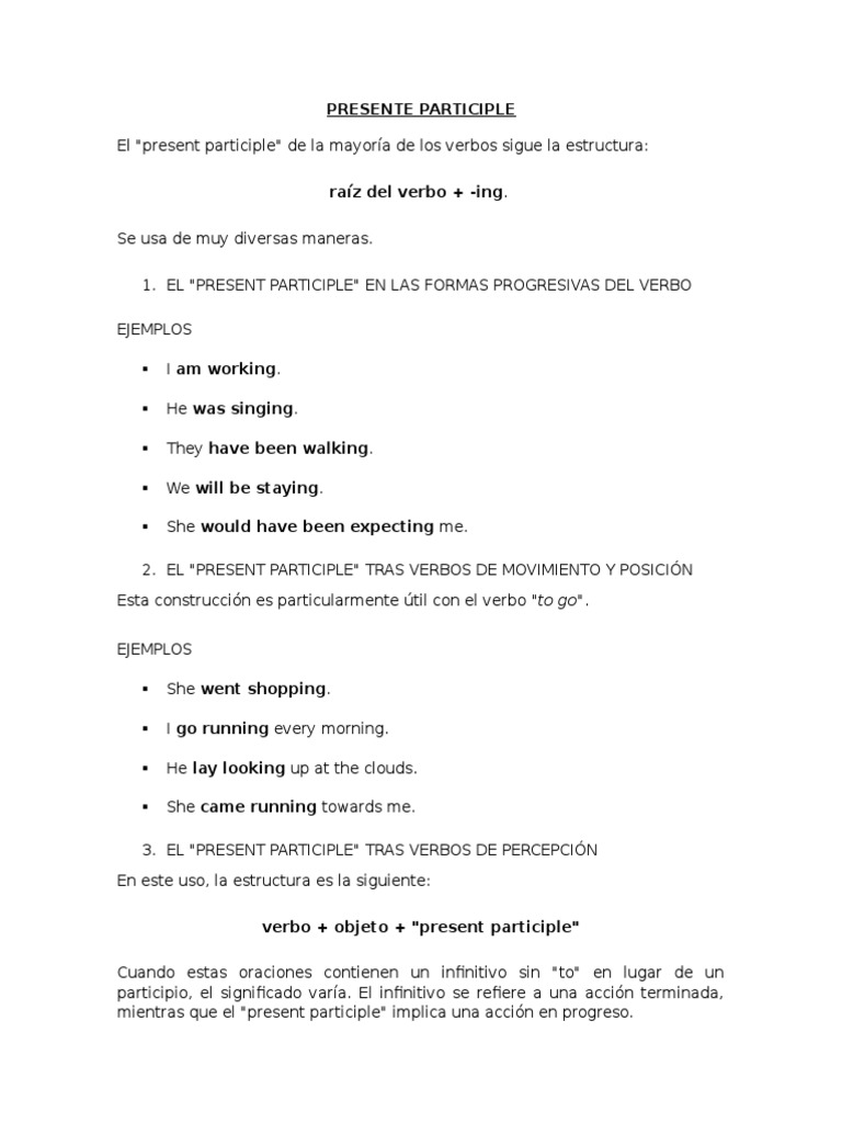 Presente Participle | PDF | Morfología | Onomástica