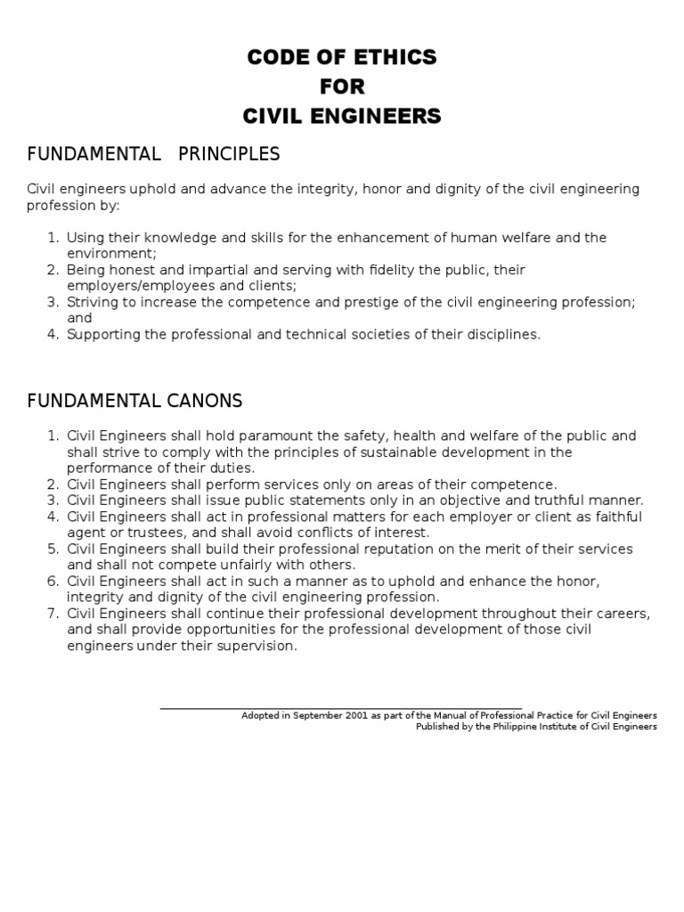 Civil Engineers Code of Ethics | PDF
